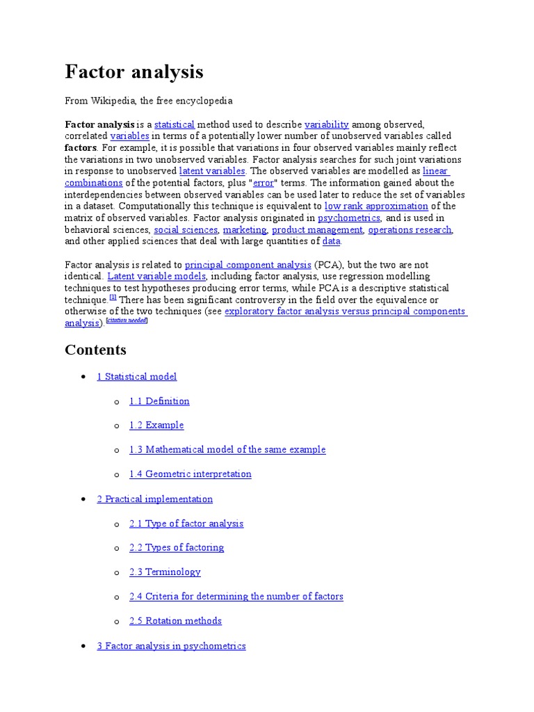 Factor Analysisd | PDF | Factor Analysis | Principal Component Analysis