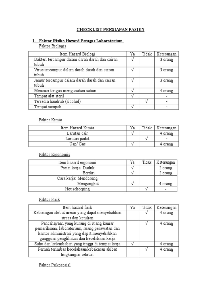 Checklist Hasil Laboratorium | PDF | Pengembangan Diri | Sains & Matematika