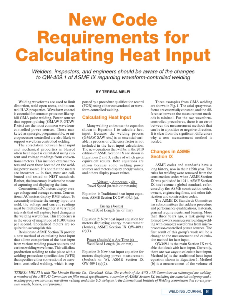 Calculating Heat Input | Welding | Heat