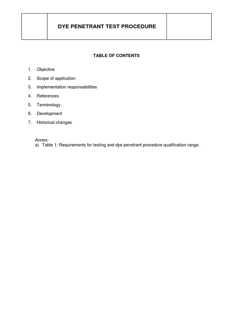 Dye Penetrant Test Procedure | PDF | Welding | Construction