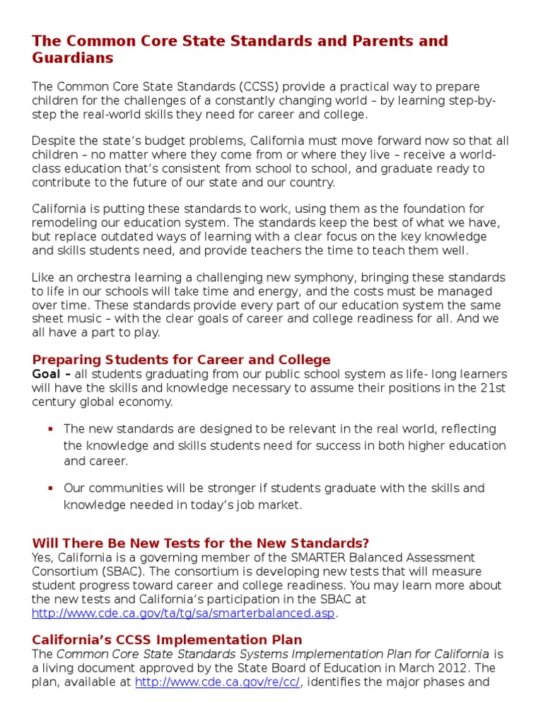 Common Core Standards for Parents Guide | PDF | Sharing | Education Theory