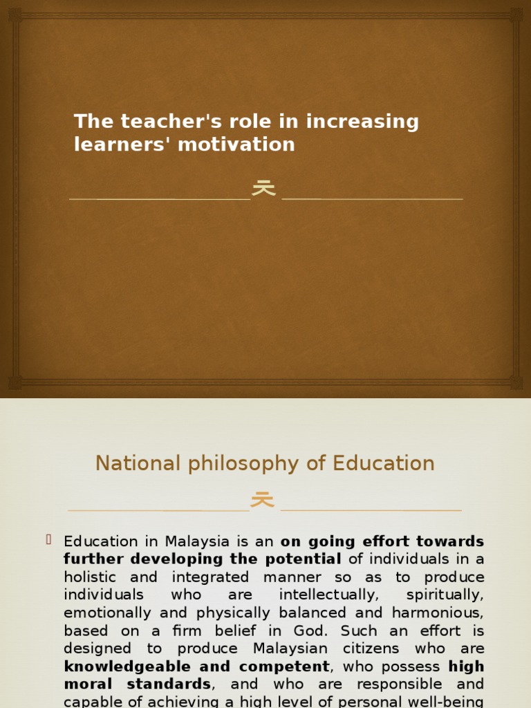 The Teacher's Role in Increasing Learners' Motivation | PDF ...