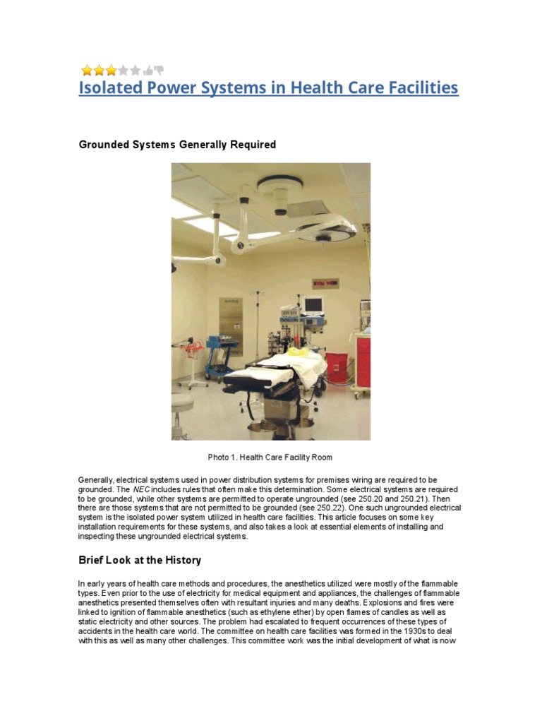 Isolated Power Systems in Health Care Facilities: Grounded Systems ...