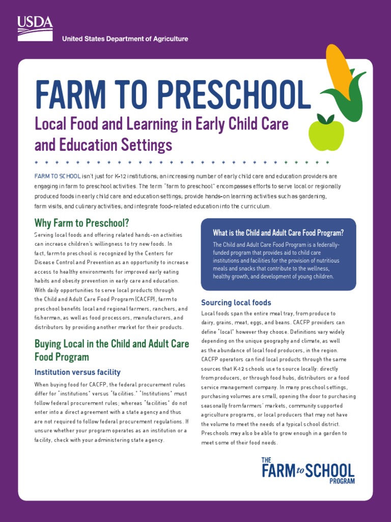 Farm To PreK Fact Sheet | PDF | Local Food | Preschool