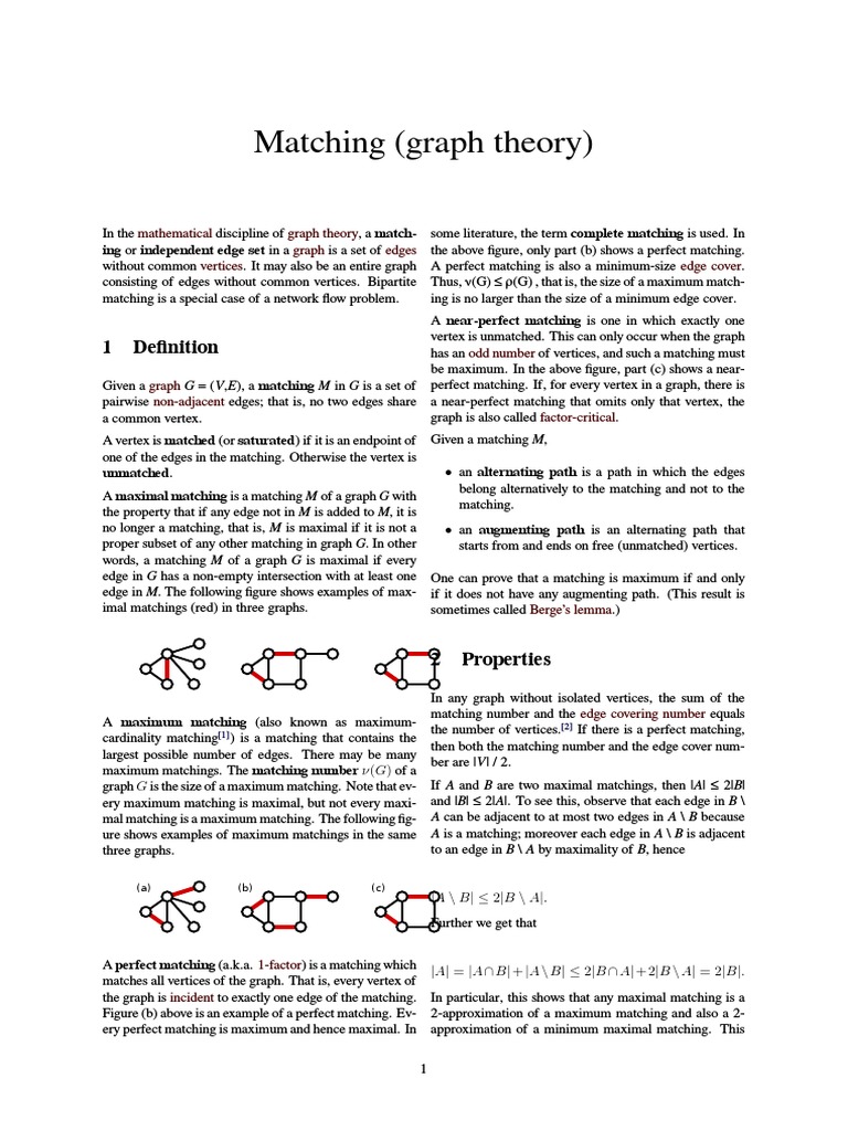 Matching Graph Theory Pdf Computational Complexity Theory