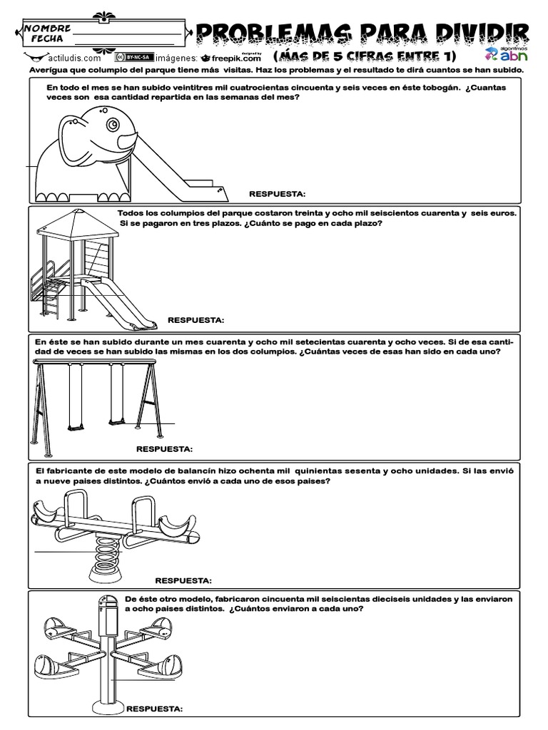 Problemas de división para quinto grado | PDF