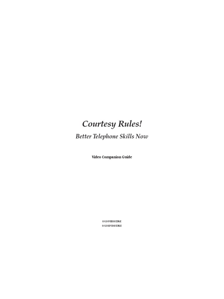 Courtesy Rules!: Better Telephone Skills Now | PDF | Empathy ...