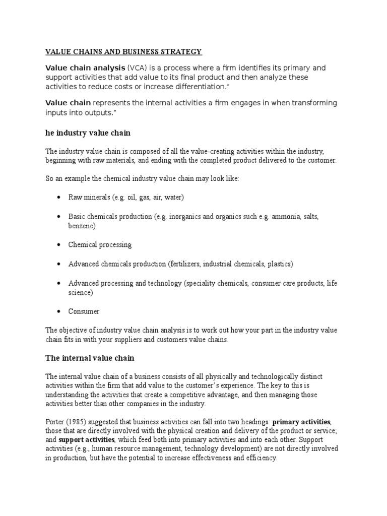 He Industry Value Chain: Value Chains and Business Strategy | PDF ...