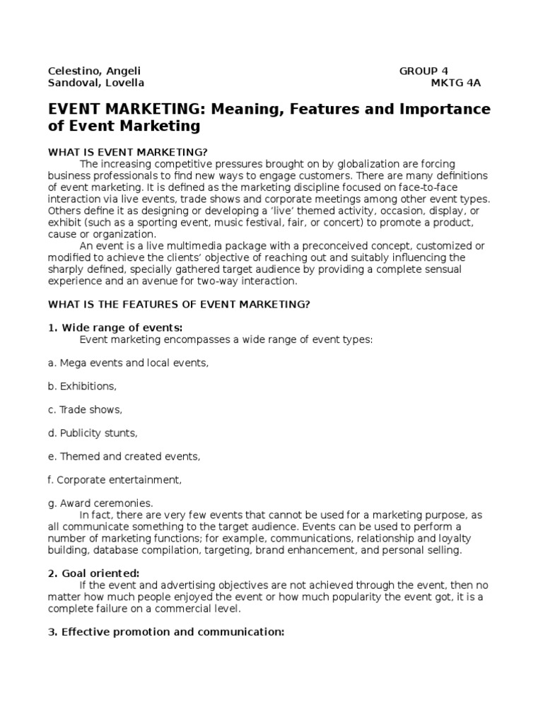 EVENT MARKETING: Meaning, Features and Importance of Event Marketing ...