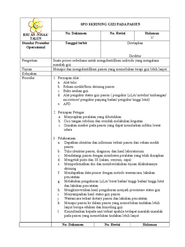 Spo Screening Gizi | PDF | Sains & Matematika