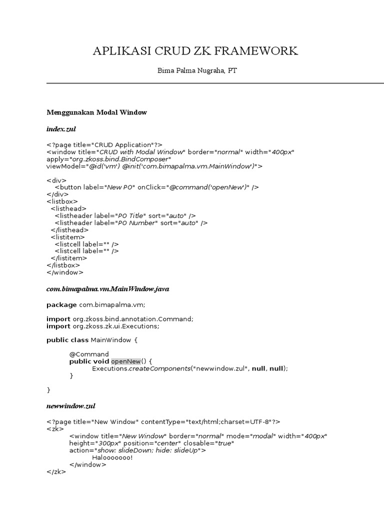 Aplikasi Crud ZK Framework | PDF