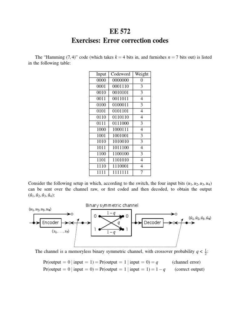 Hamming Code Error Correction Guide | PDF | Discrete Mathematics | Areas Of Computer Science