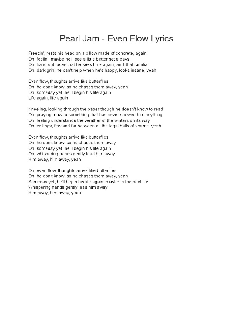 Pearl Jam - Even Flow Lyrics | PDF