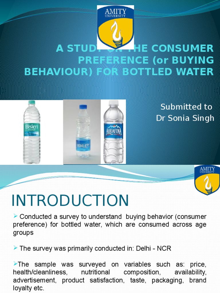 consumer behavior of bottled water | P Value | Student's T Test