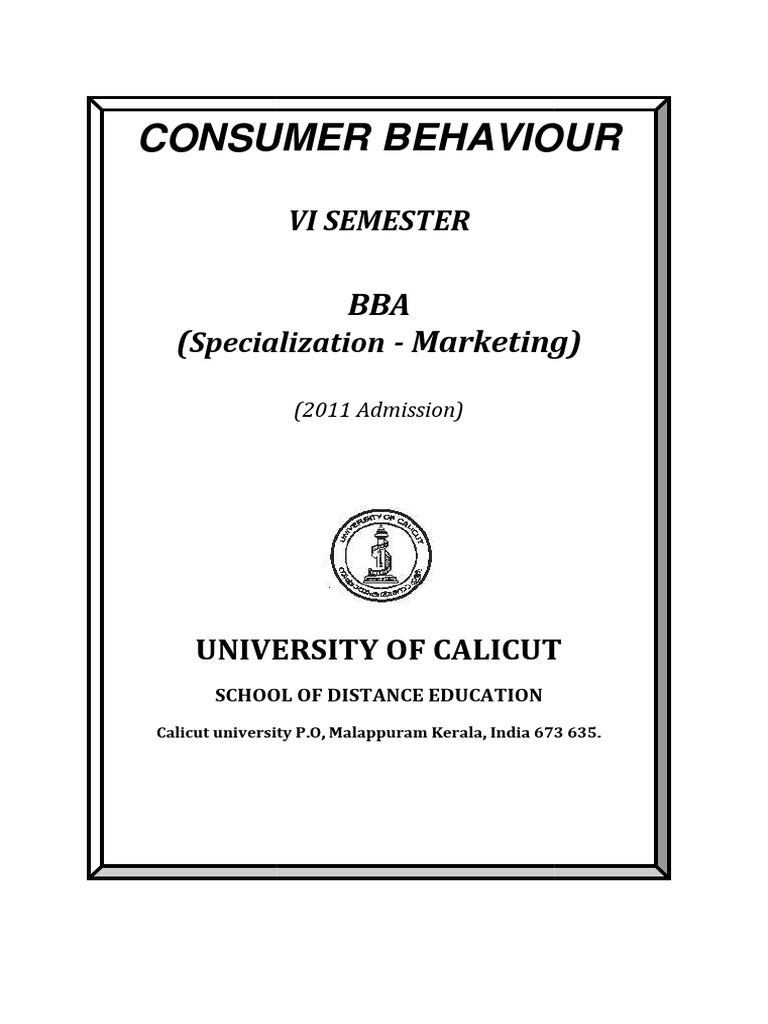 BBA - Consumer Behaviour | PDF | Consumer Behaviour | Behavior