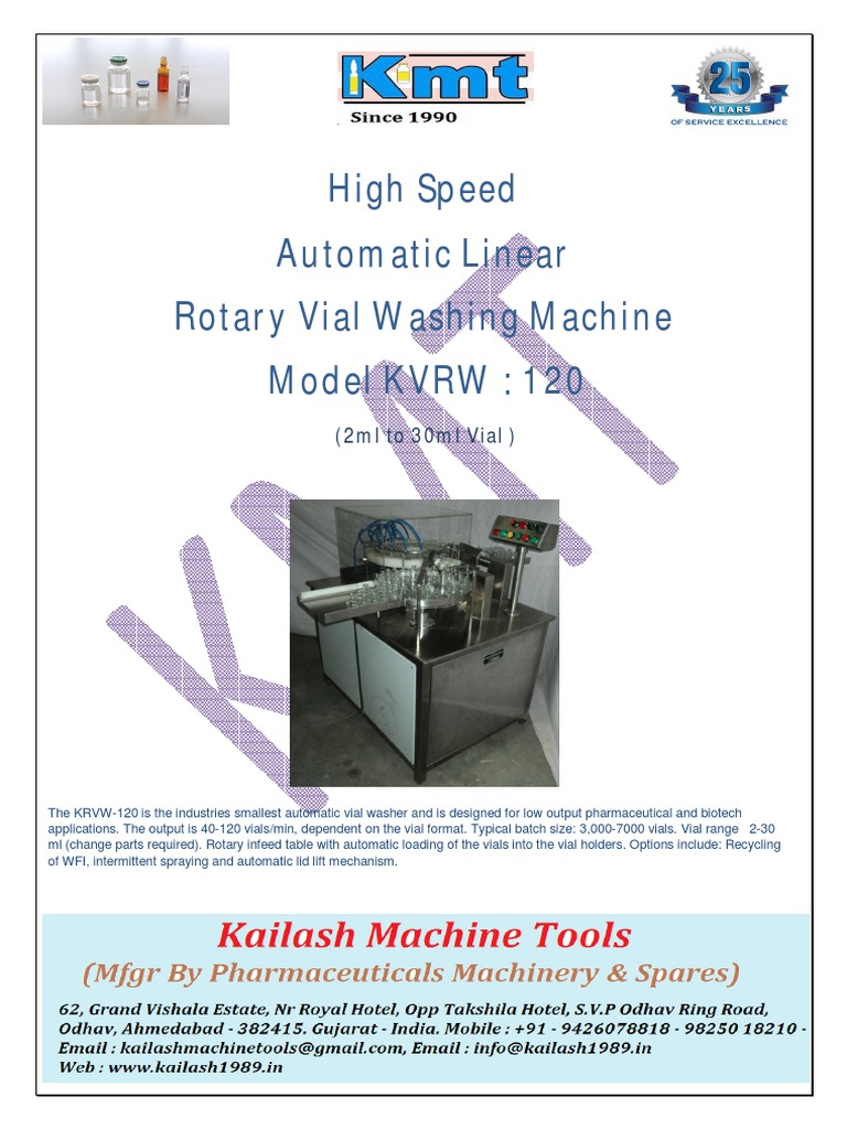 High-Speed Rotary Vial Washing Machine | PDF | Washing Machine | Machines