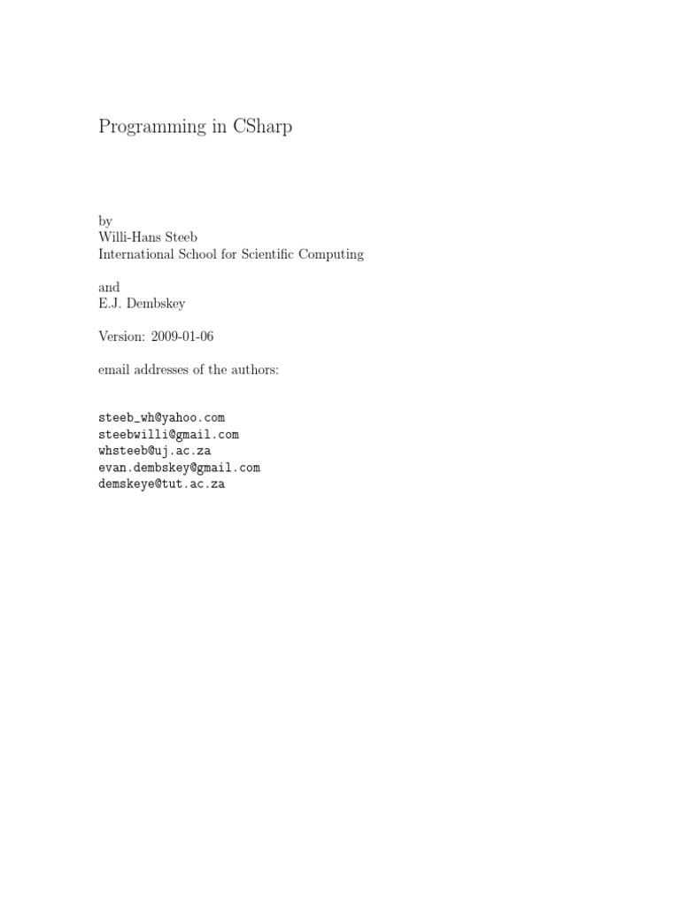 Programming in Csharp | PDF | Constructor (Object Oriented Programming ...