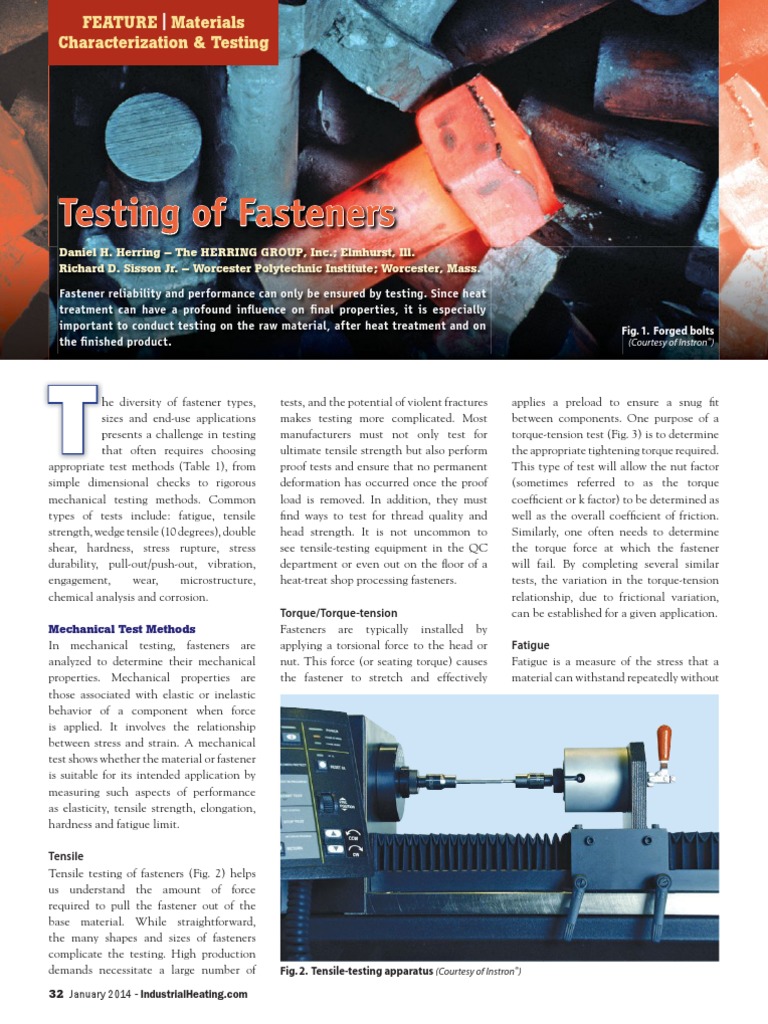Testing of Fasteners | Strength Of Materials | Stress (Mechanics)