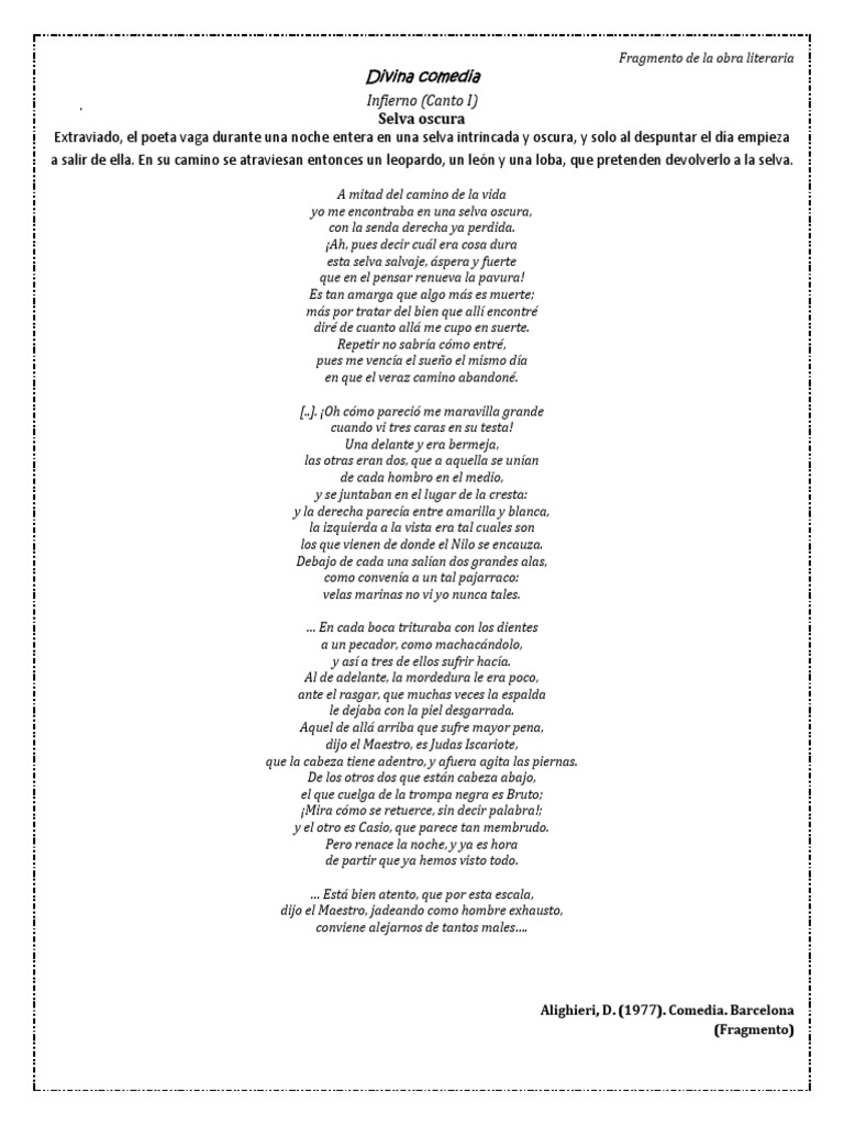 Fragmento Divina Comedia 1