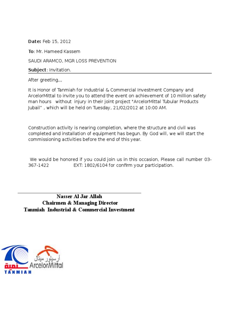 Invitation to Safety Milestone Event | PDF | Business | Finance & Money ...