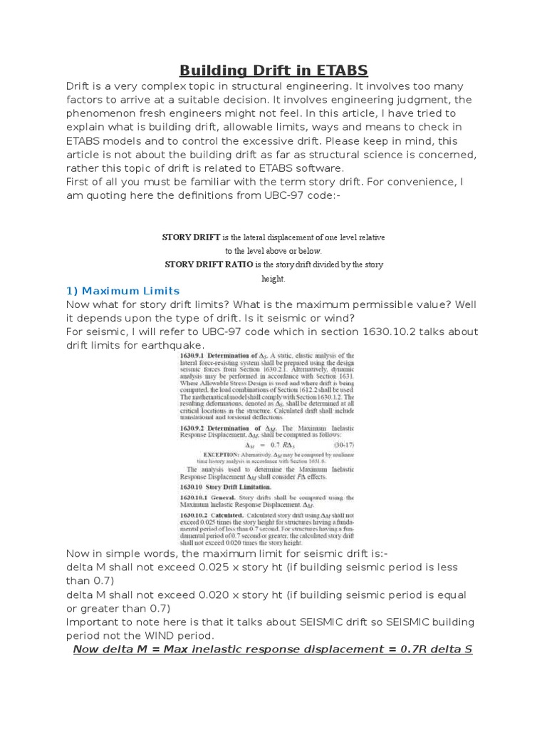 Building Drift in ETABS | PDF | Seismology | Elasticity (Economics)