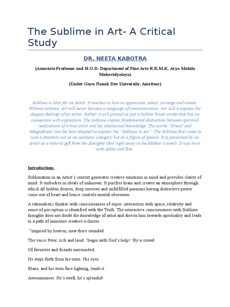 The Sublime in Art | PDF | Aesthetics | Beauty