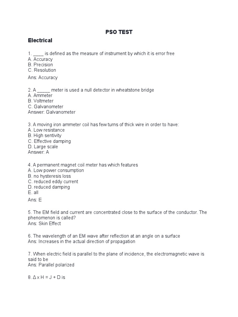 PSO Test | PDF | Electromagnetism | Electrical Engineering