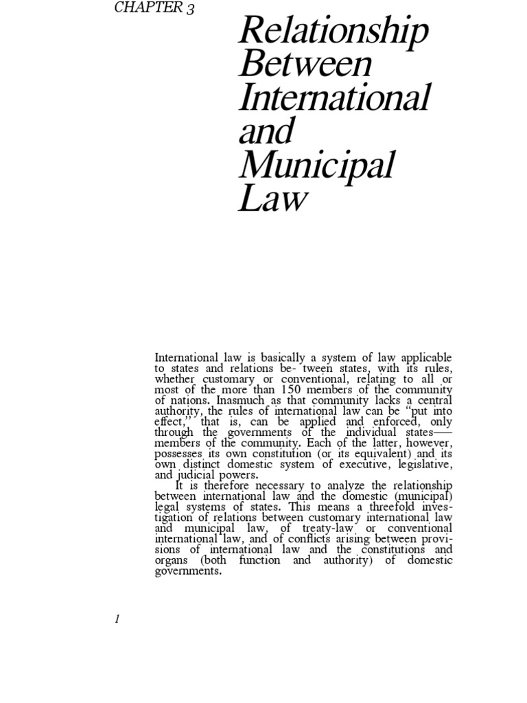 Relationship Between International Law and Municipal Law | PDF | Treaty | International Law