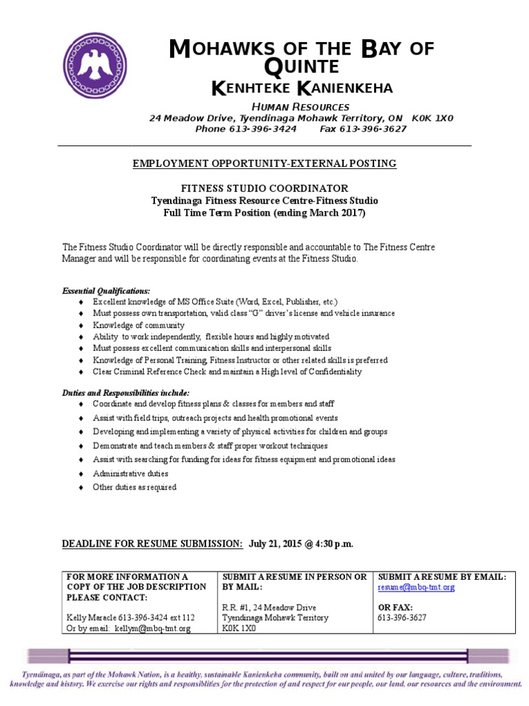 Fitness Studio Coordinator Job Posting | PDF | Career & Growth