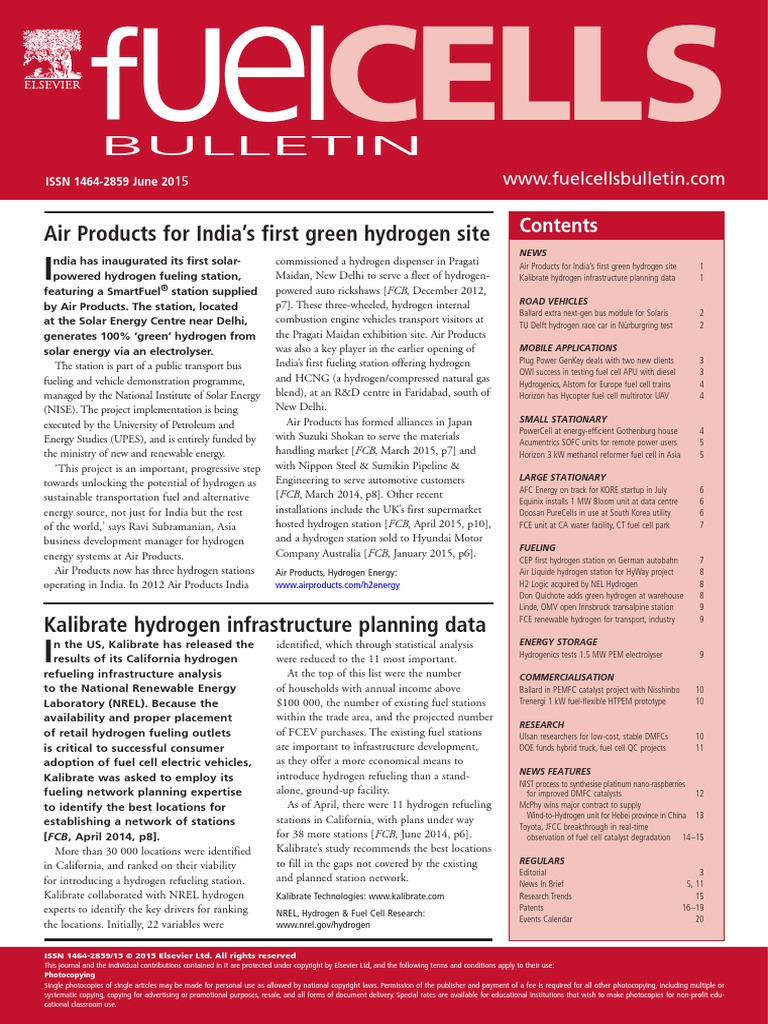 Fuel Cell Bulletin - 2015 - Issue 6 | PDF | Fuel Cell | Cogeneration