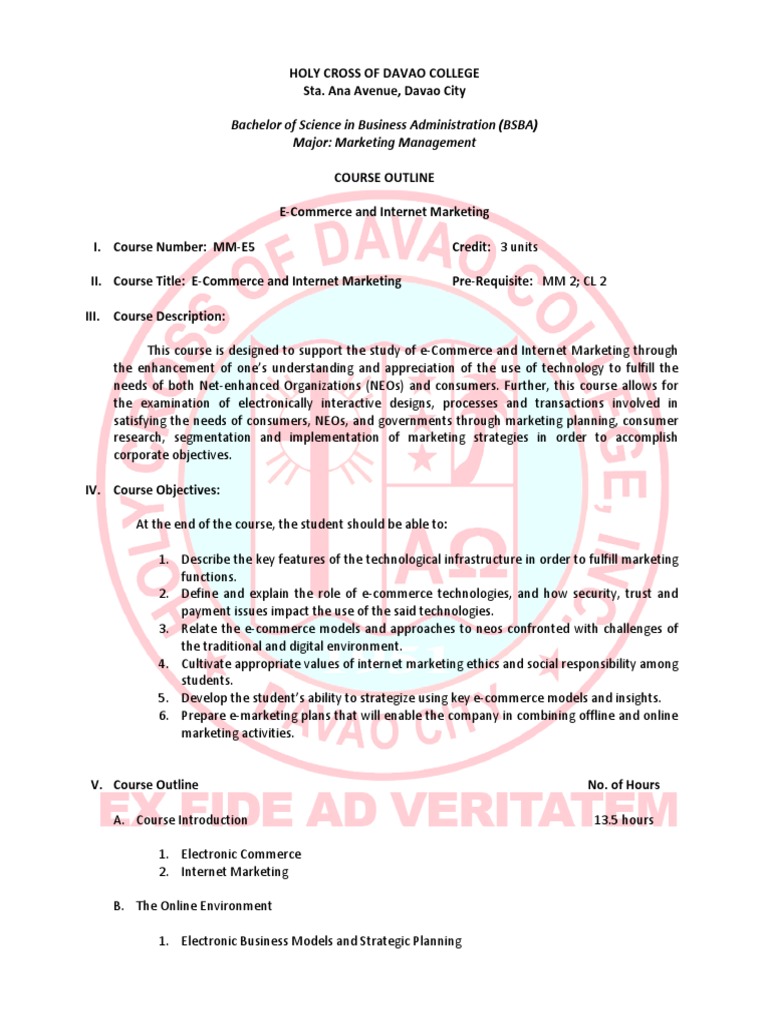 E Commerce and Internet Marketing Course Outline | PDF | Internet ...