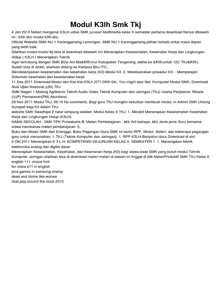Modul k3lh SMK TKJ | PDF