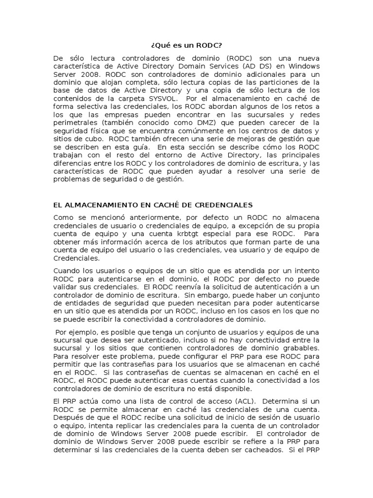 Qué Es Un RODC | PDF | Directorio Activo | Autenticación