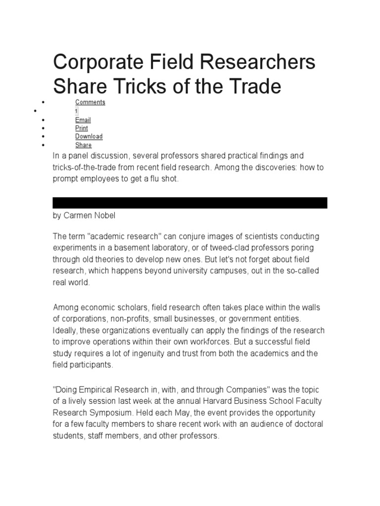 Corporate Field Researchers Share Tricks of The Trade | PDF | Field ...