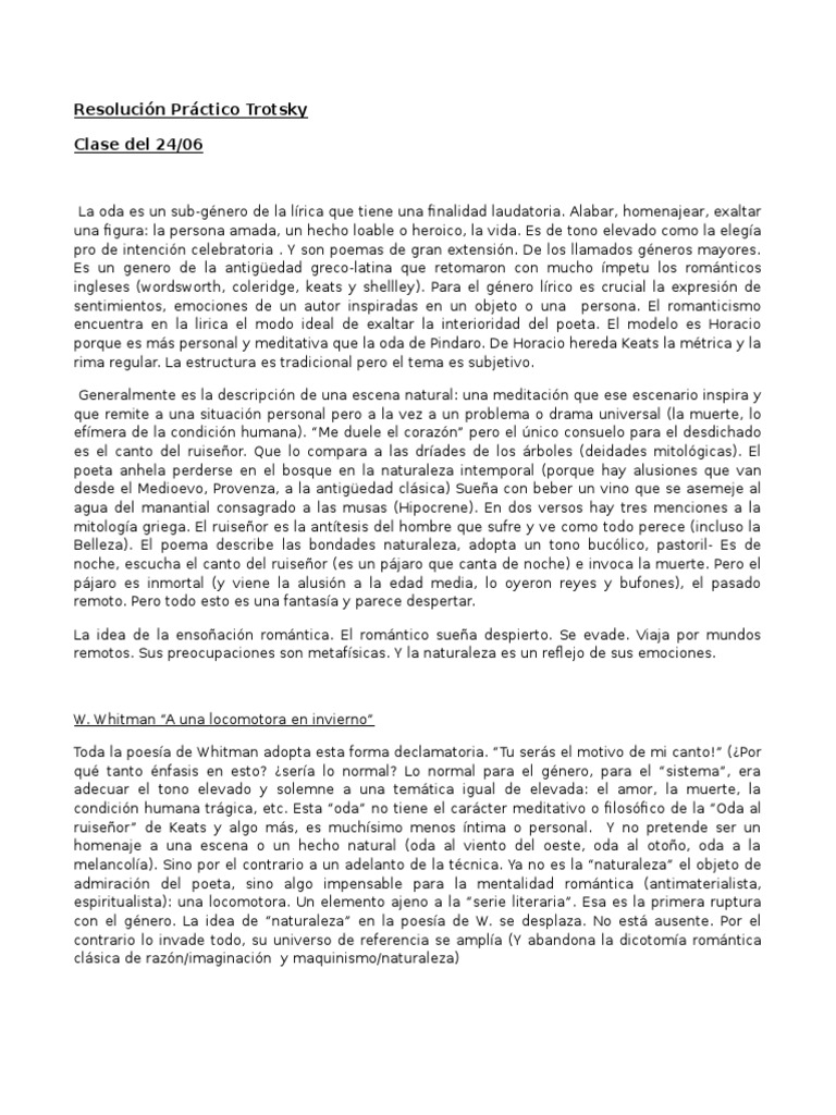 Oda: Evolución de La Serie Lírica (Tinianov) | PDF | Romanticismo | Poesía