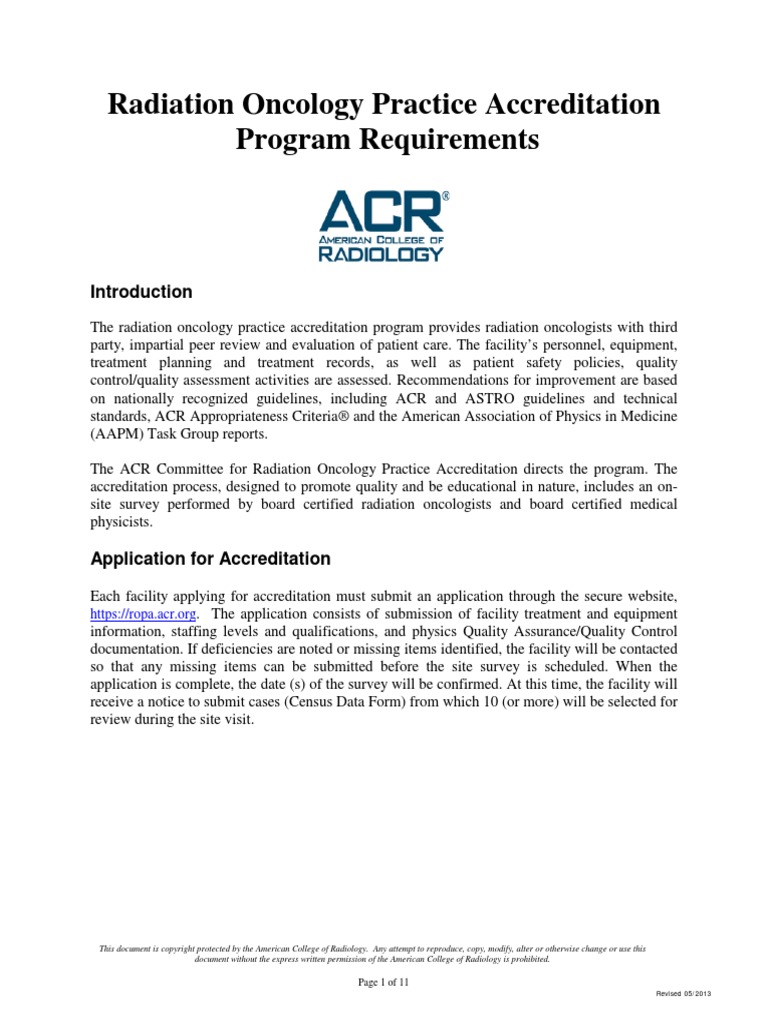 ACR Requirements | Download Free PDF | Radiation Therapy | Medical Physics