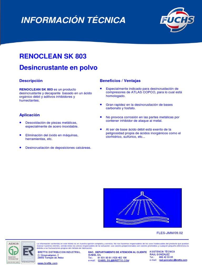 Renoclean SK 803 | PDF | Agua | Materiales
