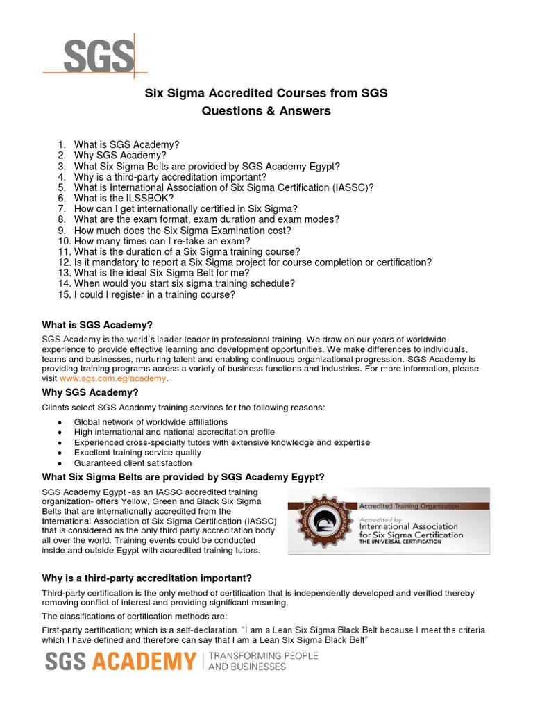 Six Sigma Questions and Answers | PDF | Six Sigma | Certification