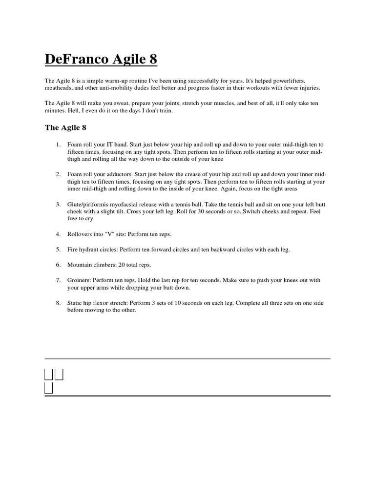 DeFranco's Agile 8 Warm-Up Routine | PDF