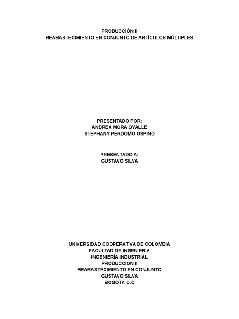 Reabastecimiento Conjunto de Inventario | PDF | Inventario | Science
