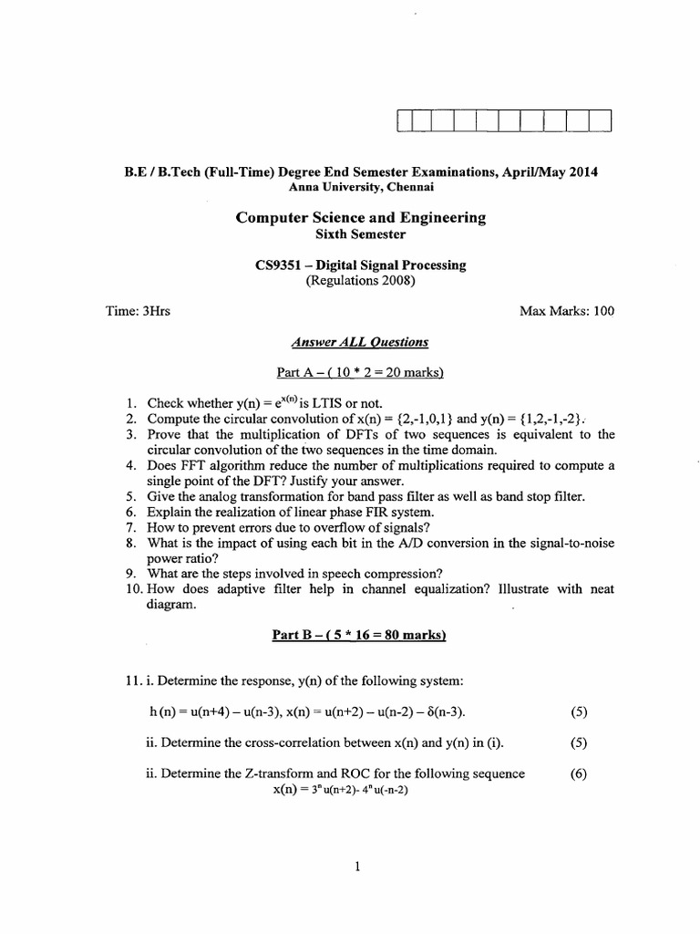DSP Question Paper PDF | PDF | Low Pass Filter | Digital Signal Processing
