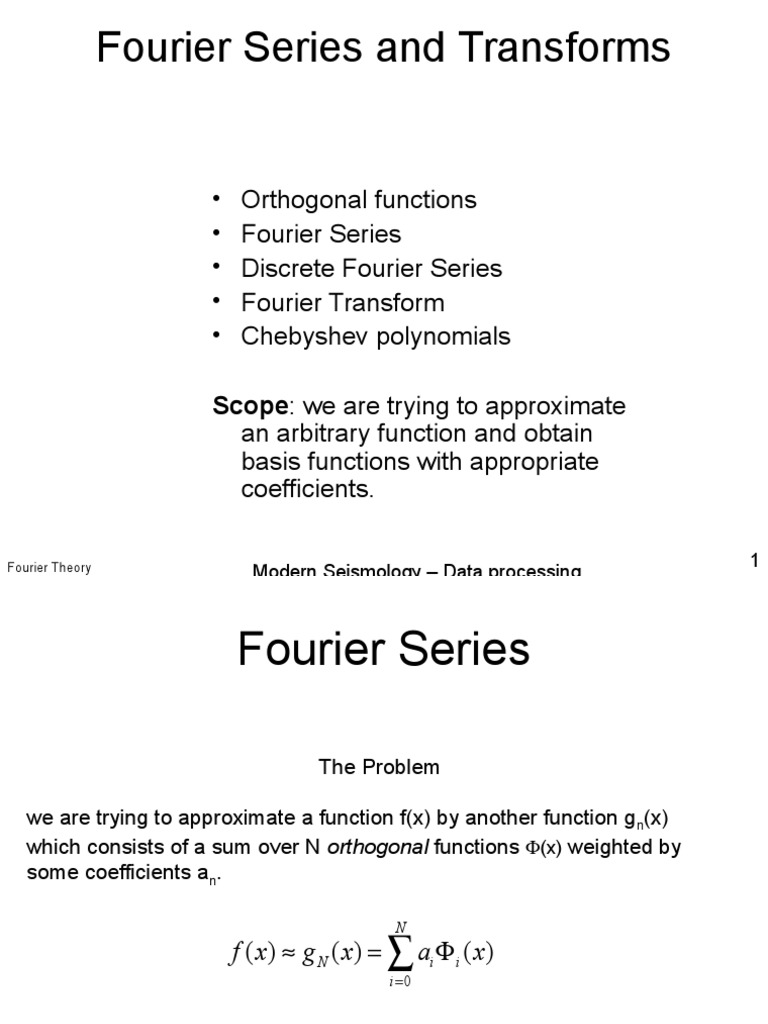 Fourier Series and Transforms | PDF | Fourier Series | Trigonometric ...