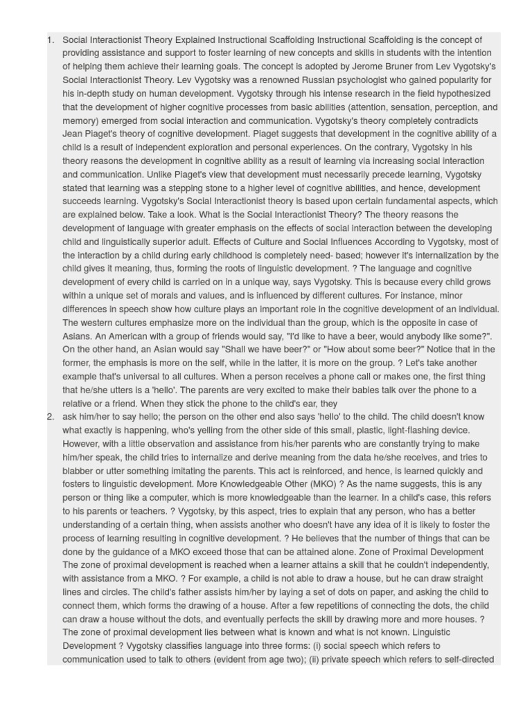 Social Interactionist Theory Explained | PDF | Cognitive Development ...