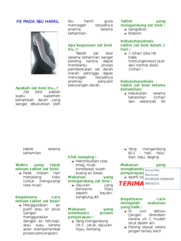 Leaflet Tablet Fe Zat Besi | PDF