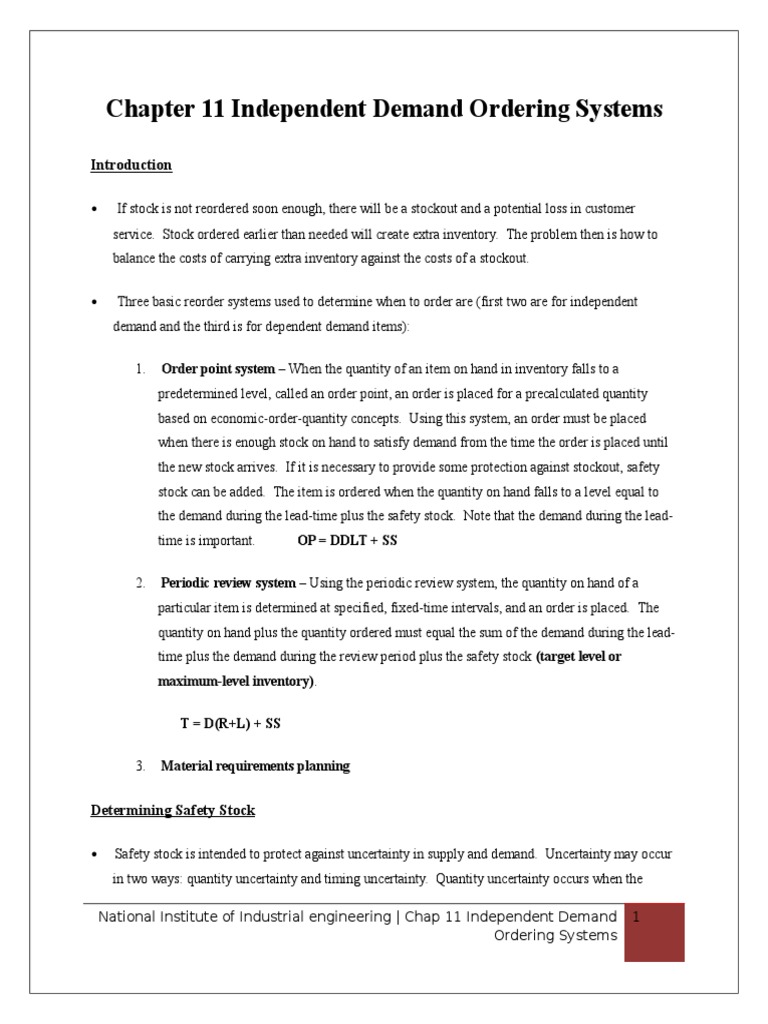 Independent Demand Inventory Systems | PDF | Inventory | Uncertainty