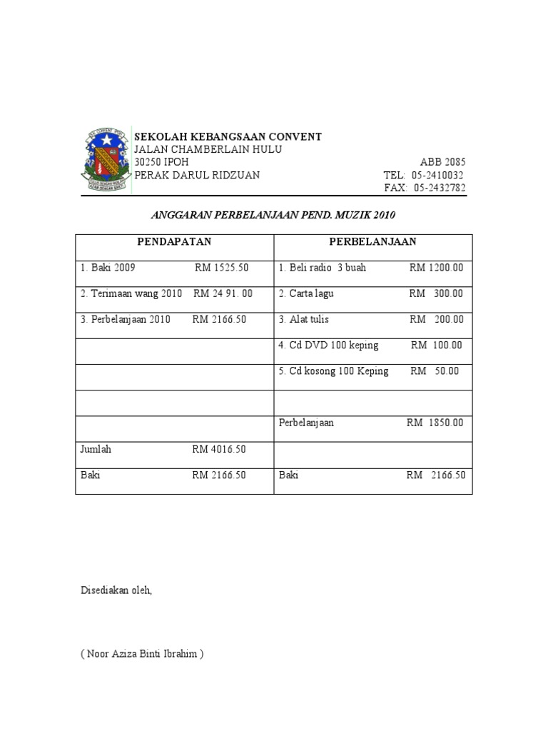Anggaran Perbelanjaan Panitia | PDF