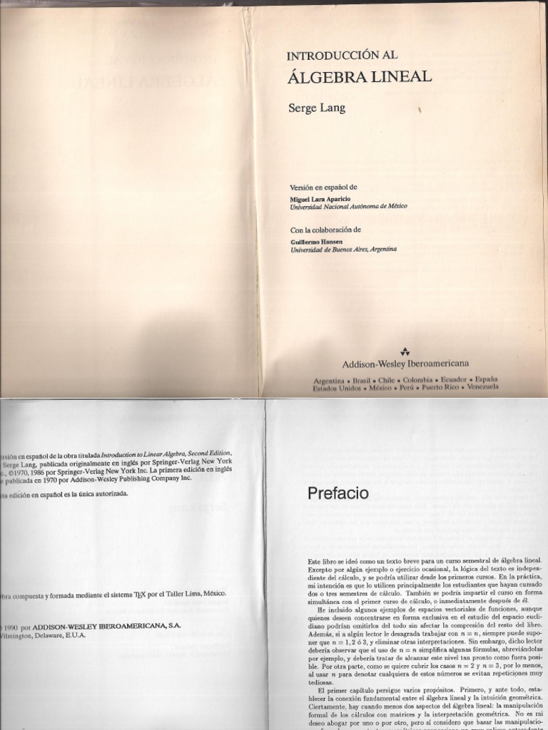 Algebra Lineal Serge Lang All | PDF