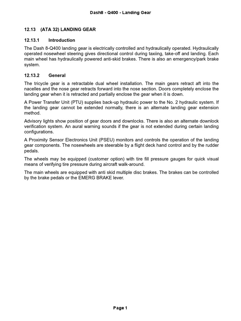 Q400-Landing Gear 1 | PDF | Landing Gear | Tire