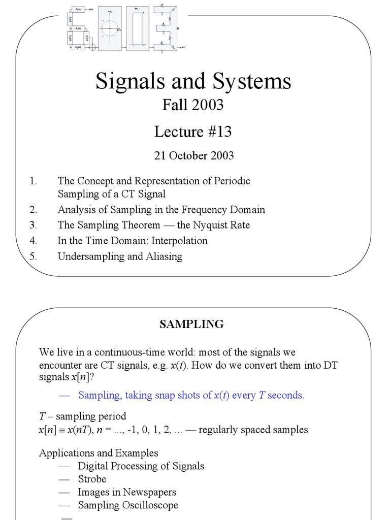Sampling Theory for Engineers | PDF | Sampling (Signal Processing ...