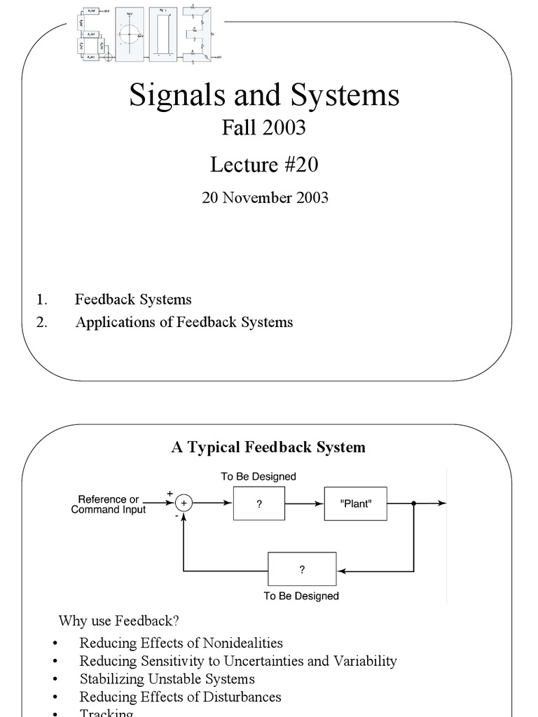 Signal and System Lecture 20 | PDF | Amplifier | Control Theory